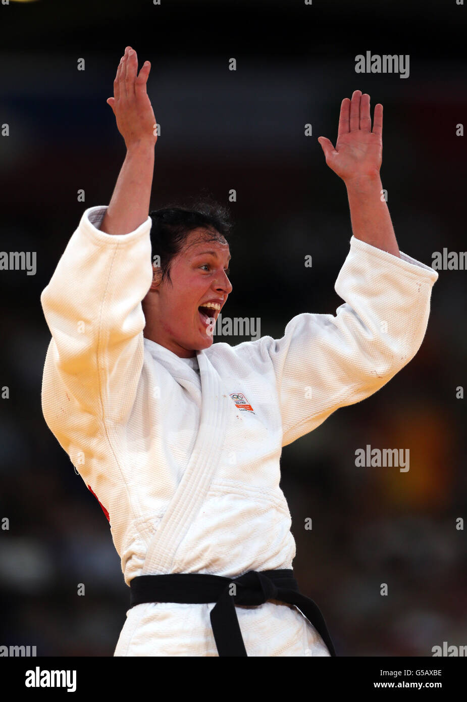 Netherlands Judo player Edith Bosch celebrate her winning the Bronze ...