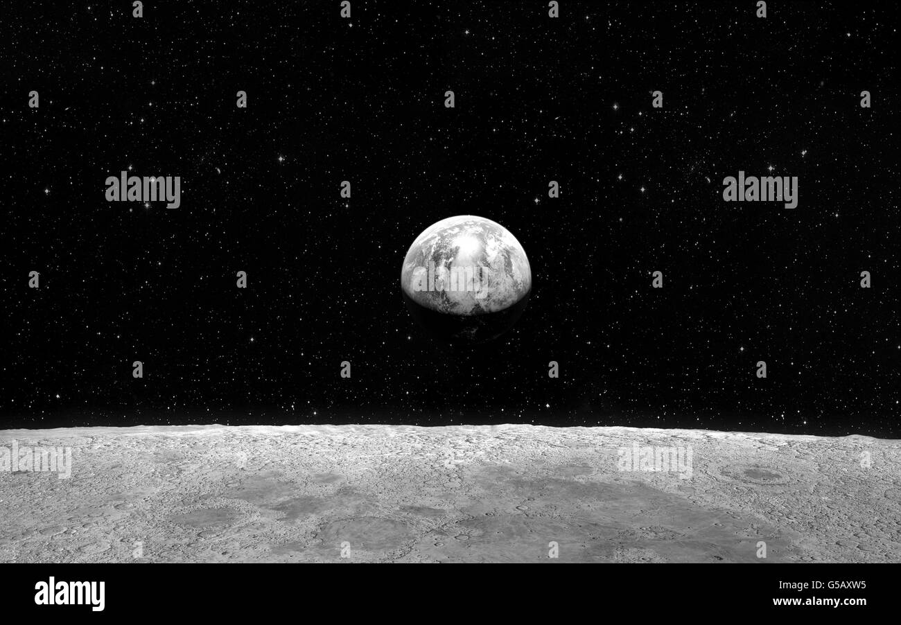Earth and surface of the Moon Stock Photo - Alamy