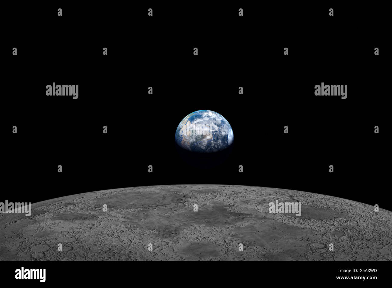Earth and surface of the Moon Stock Photo - Alamy