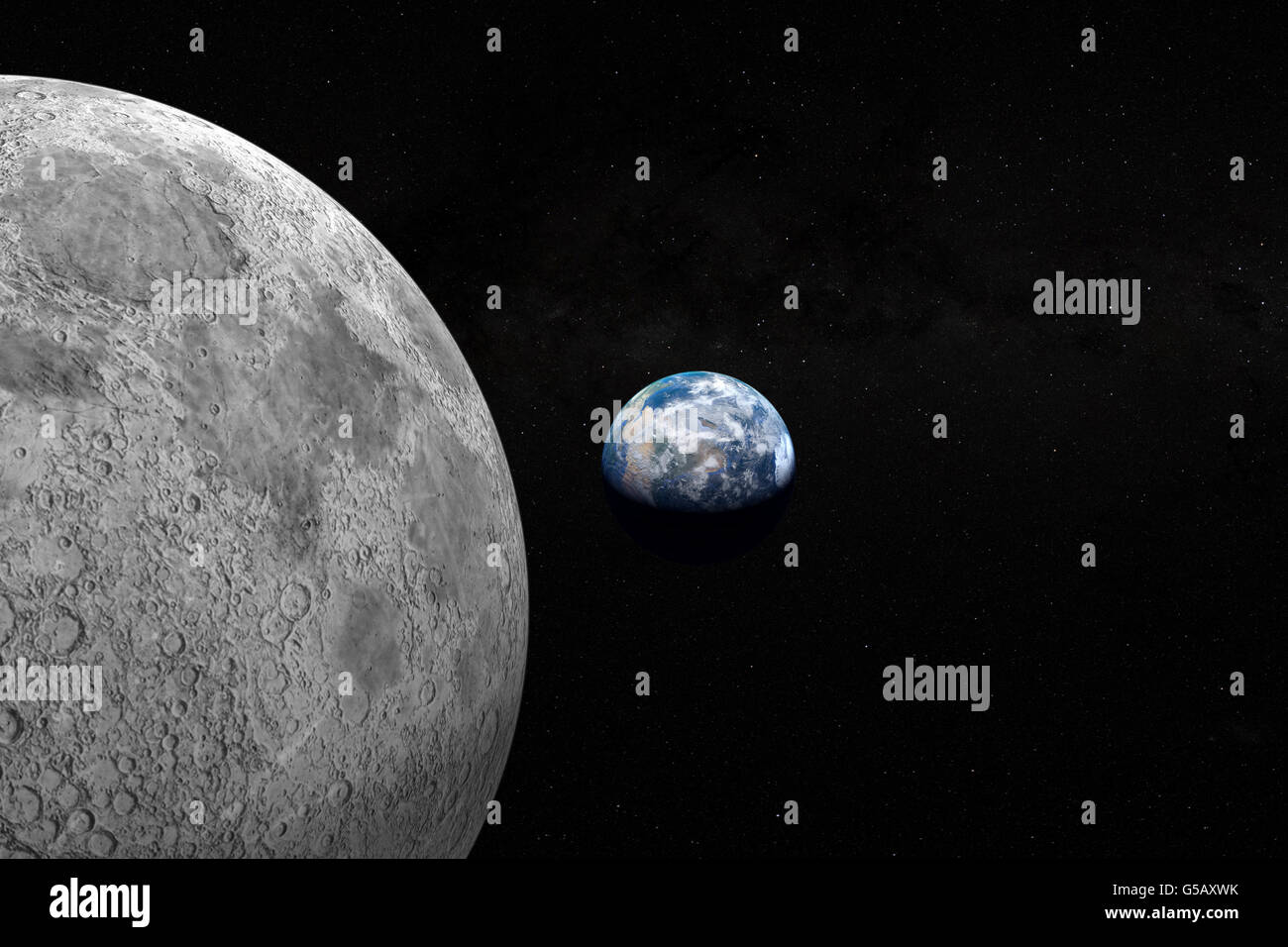 Earth and Moon seen from space Stock Photo - Alamy