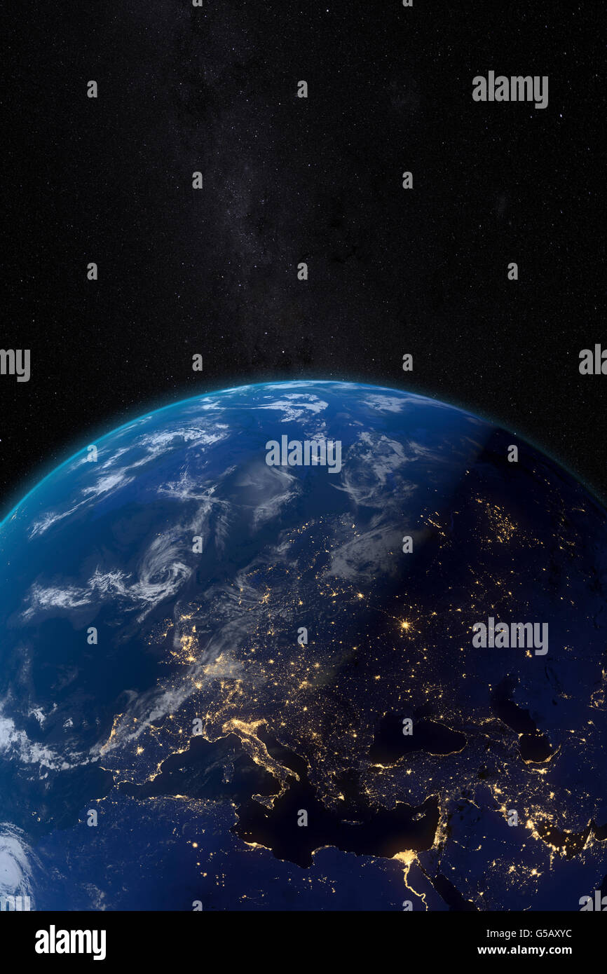 Europe night space hi-res stock photography and images - Alamy