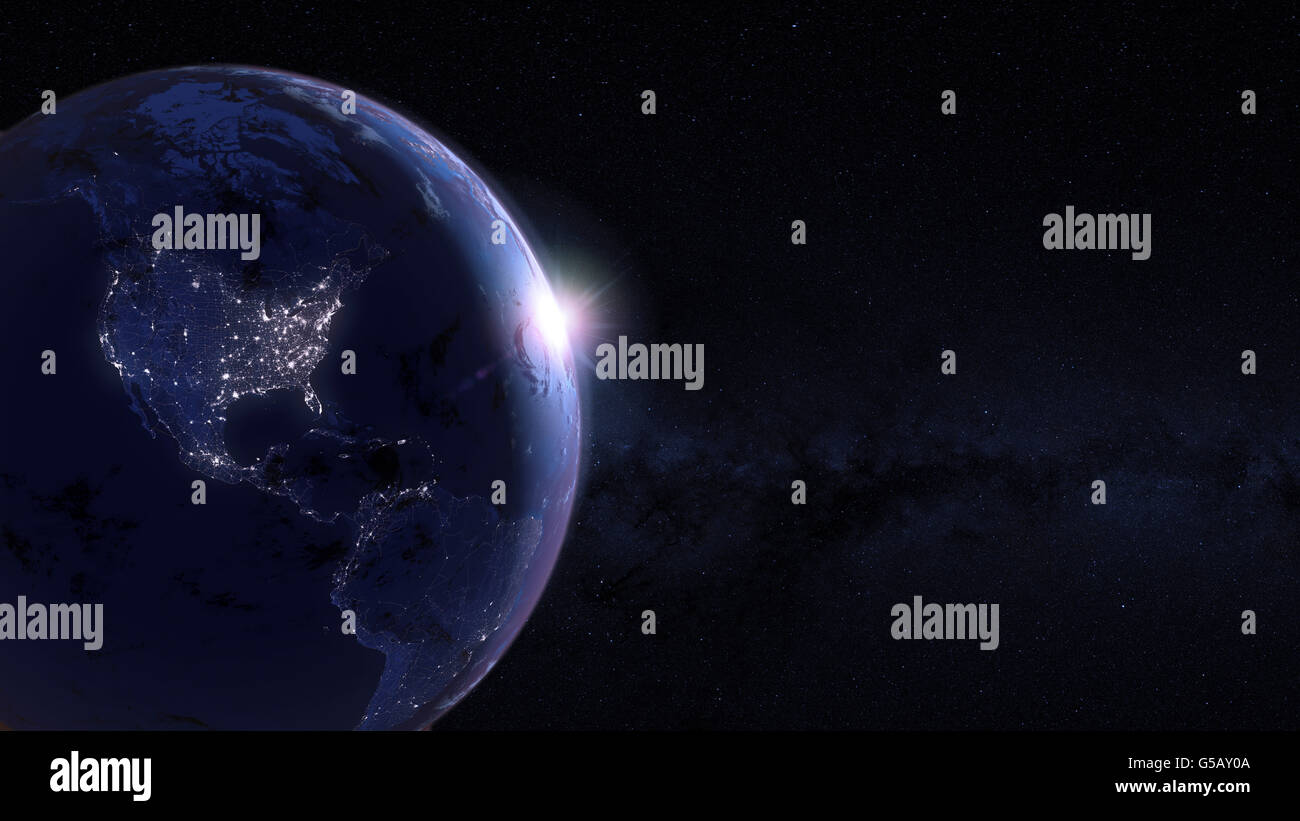 Planet Earth. Night sky and city lights (of North and South America ...