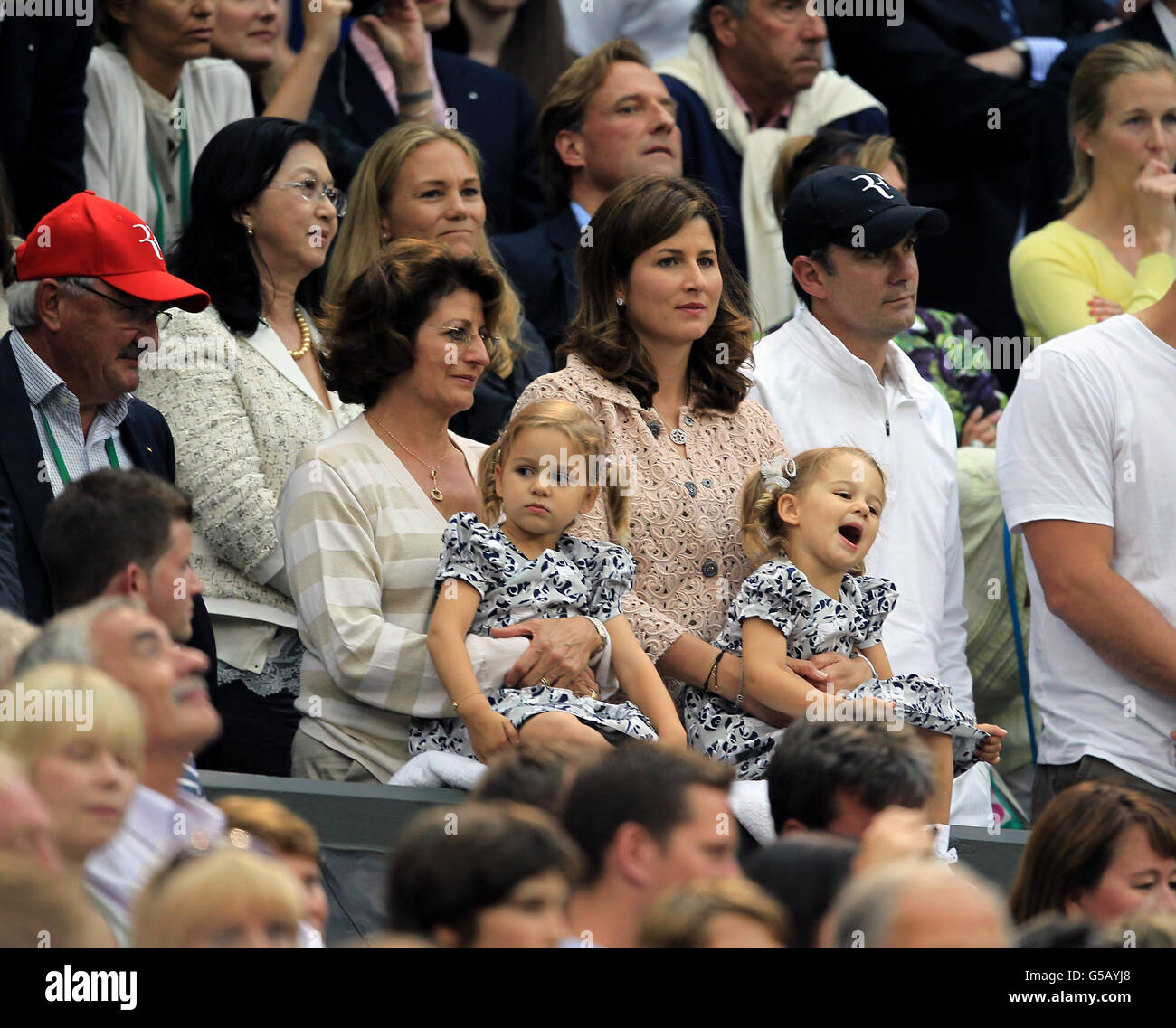 Switzerland's Roger Federer's wife Mirka Vavrinec with daughters Myla ...