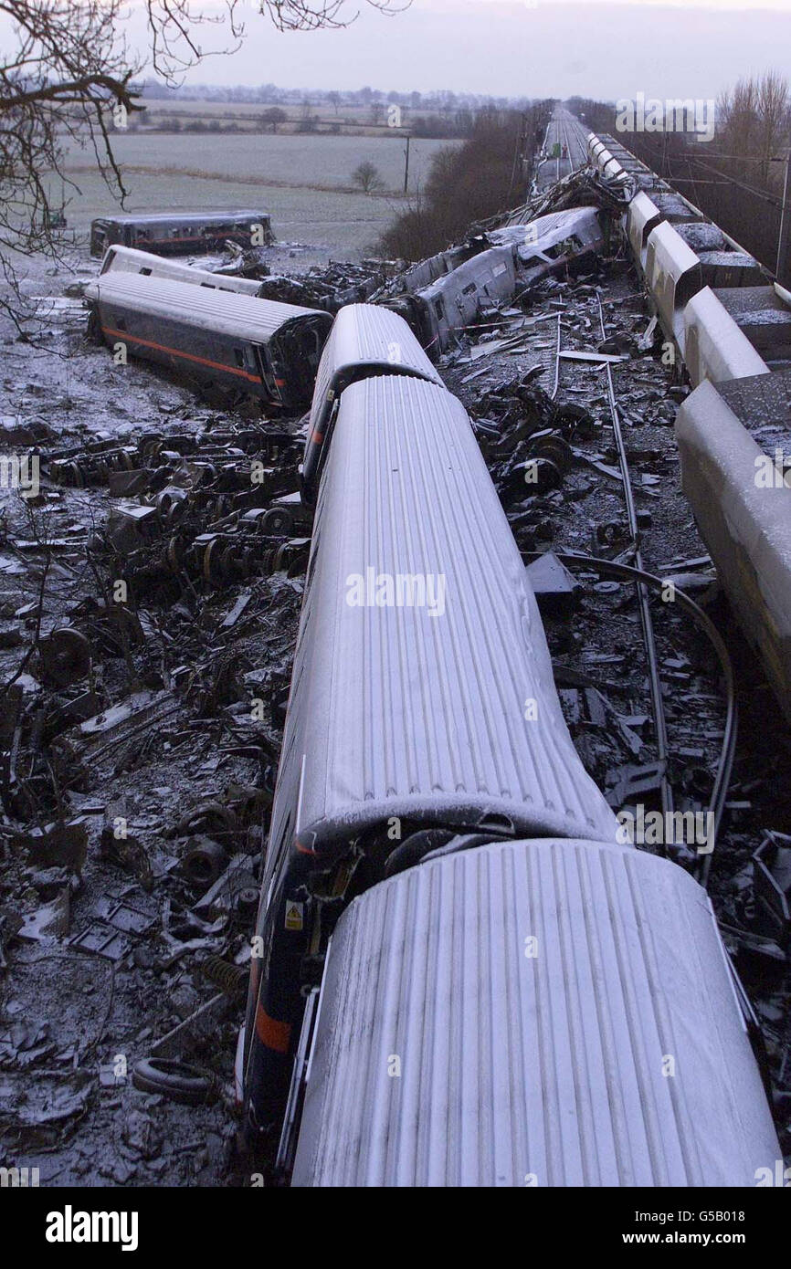 Selby train crash wreckage Stock Photo - Alamy