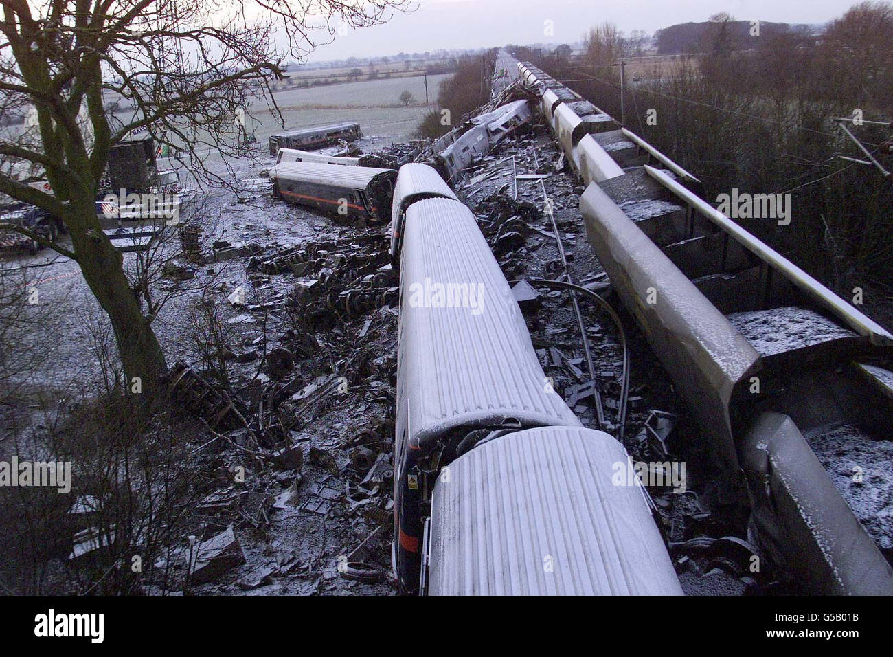 Selby train crash wreckage Stock Photo - Alamy