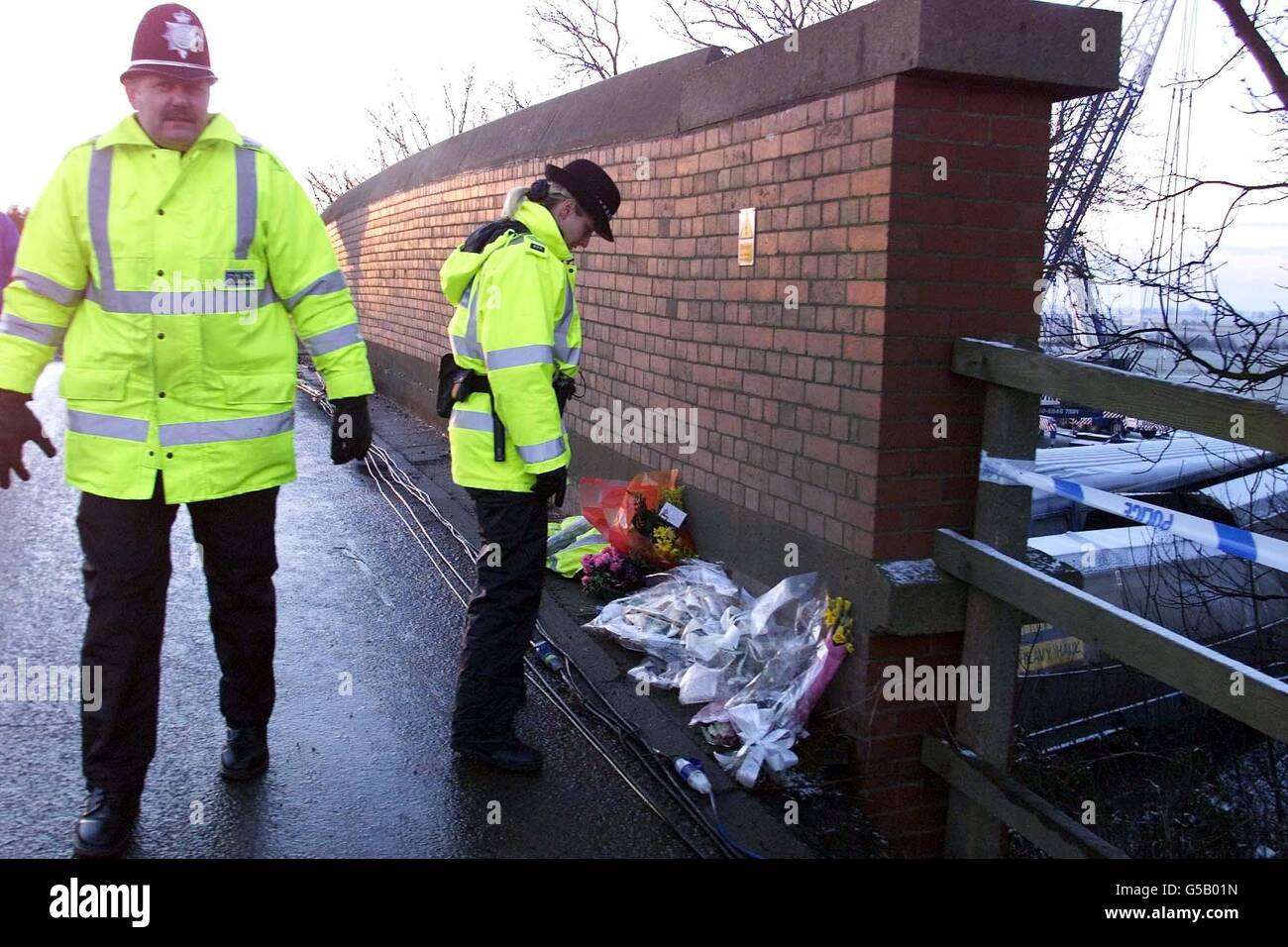 Selby train crash flowers Stock Photo - Alamy