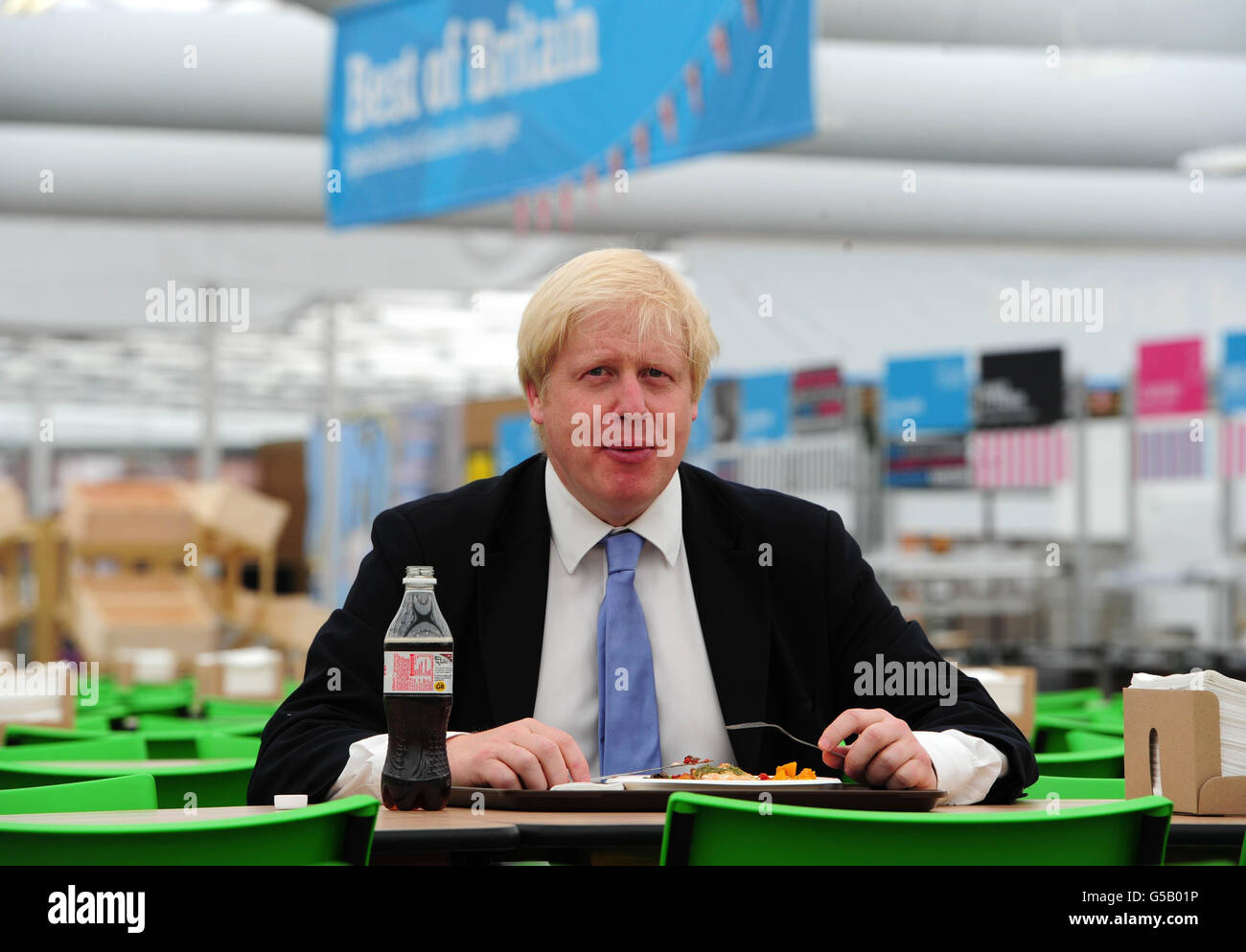 Mayor of London Boris Johnson has something to eat in the Food Hall of ...