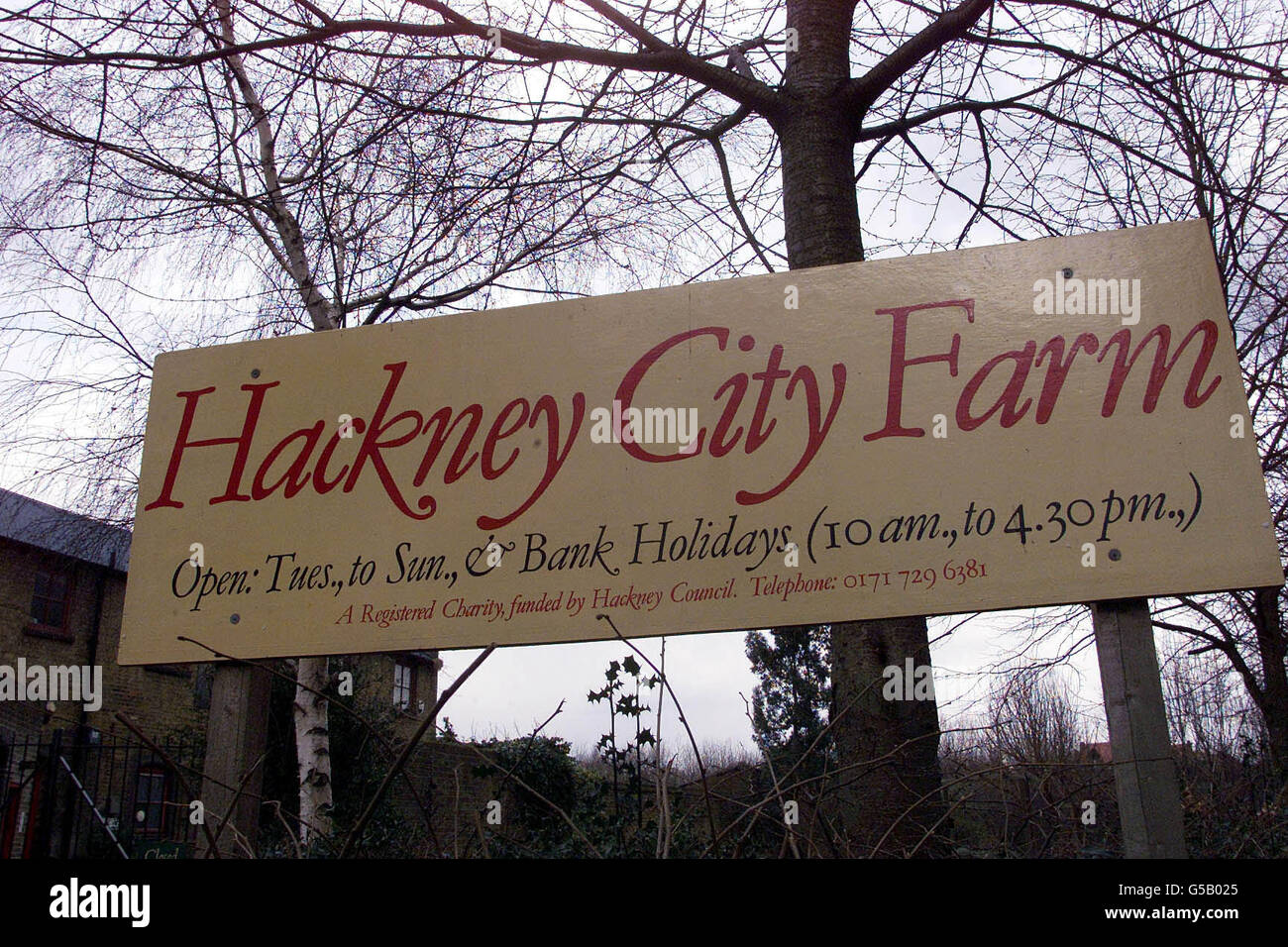 The sign at the entrance to Hackney City Farm, in London's East End ...