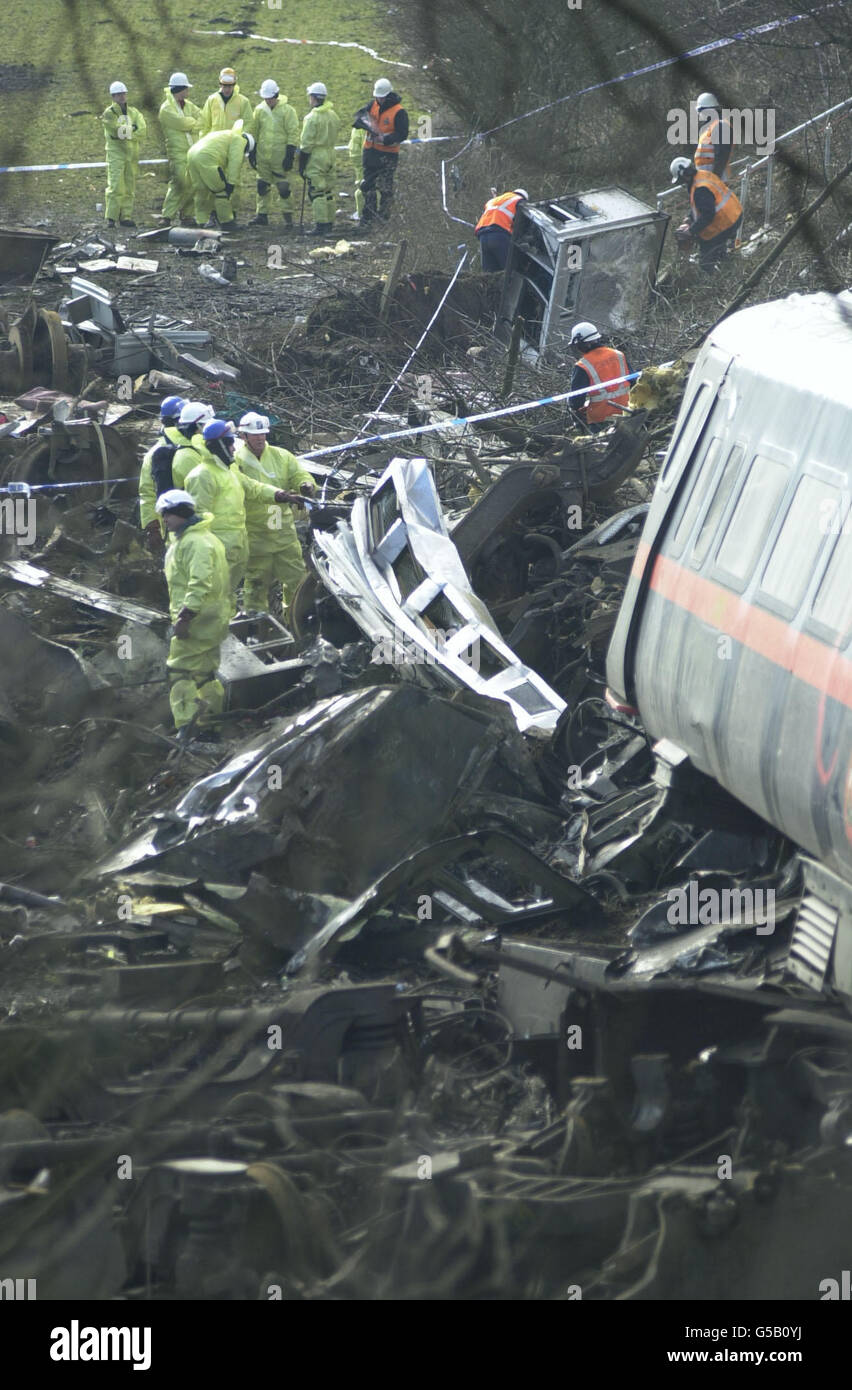 Selby train crash coach D Stock Photo - Alamy