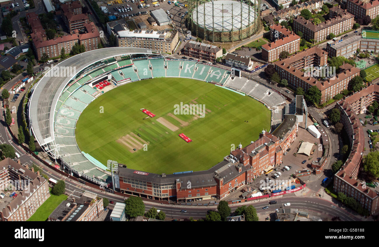 Aerial view of the Kia Oval Cricket Ground, in central London. PRESS ...