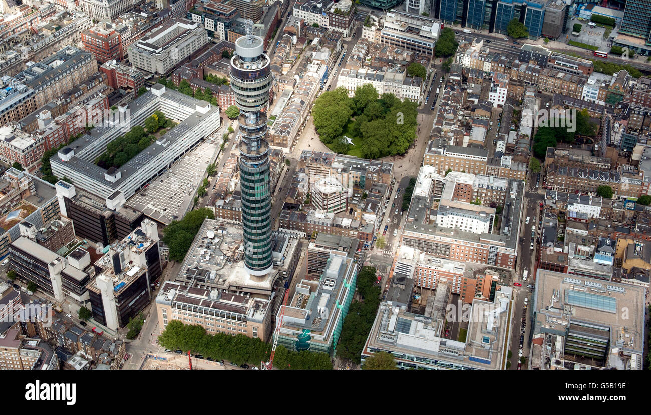 Aerial view of the BT Tower, London. PRESS ASSOCIATION Photo. Picture ...