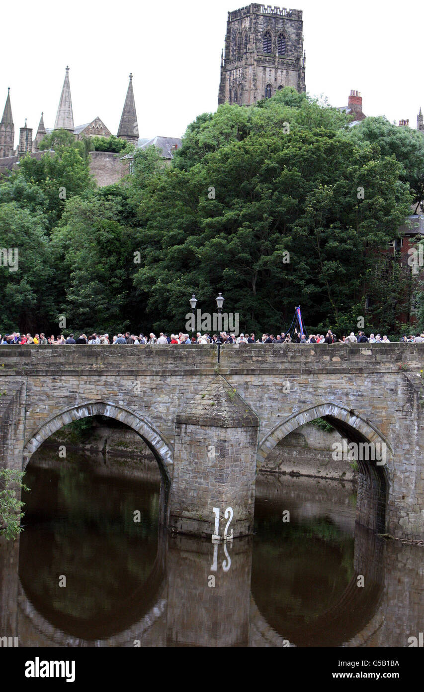 Durham Miners cross the river as they head towards the Durham Miners ...