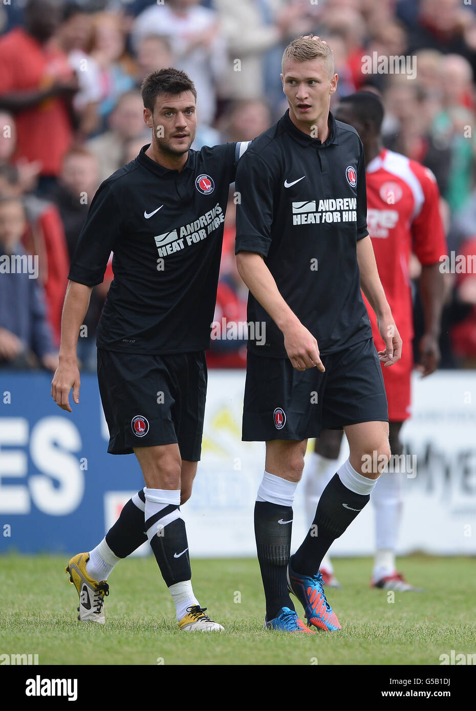 Charlton Athletic's Michael Smith (right) celebrates his goal with ...