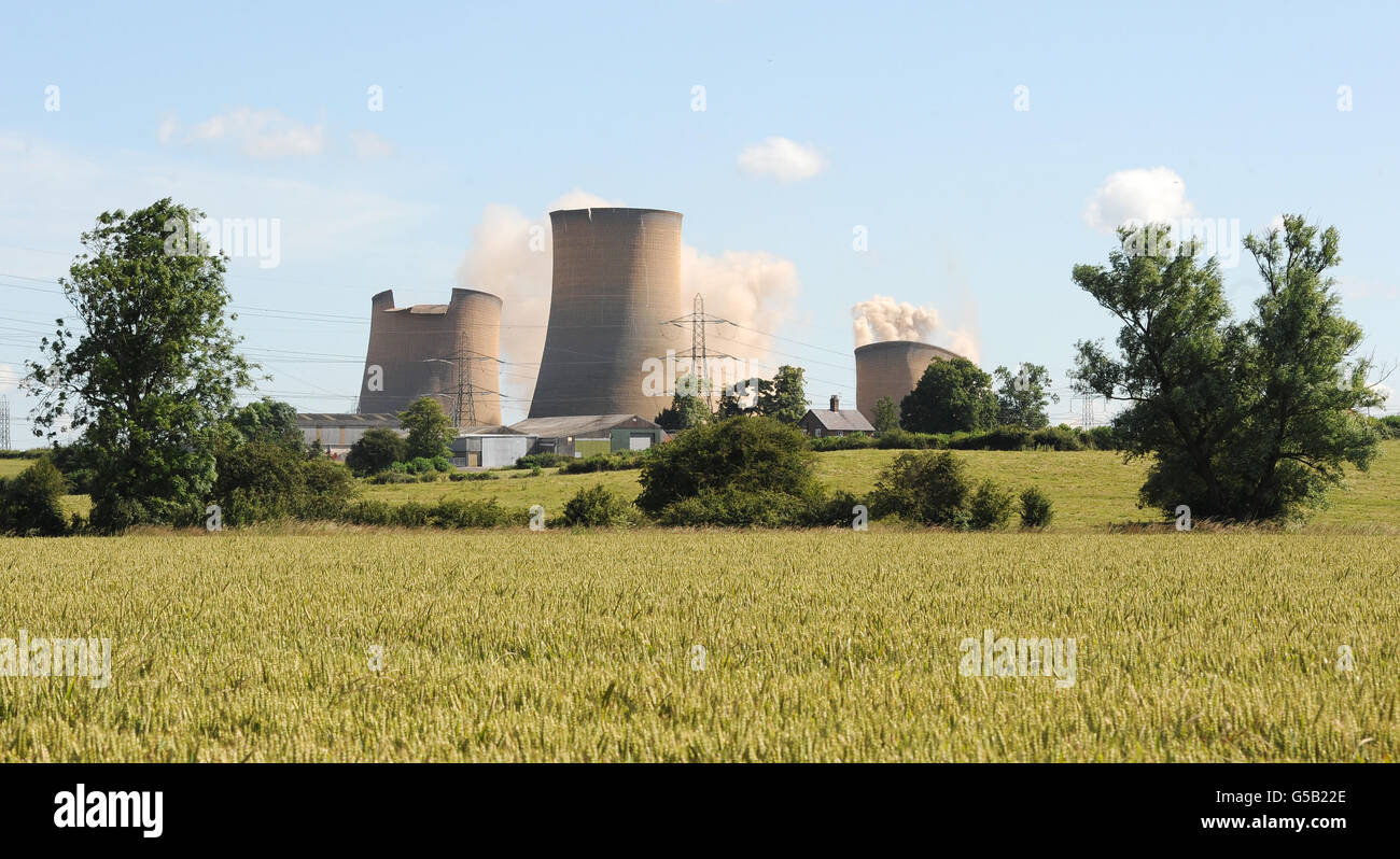 The High Marnham cooling towers in Nottinghamshire during their ...
