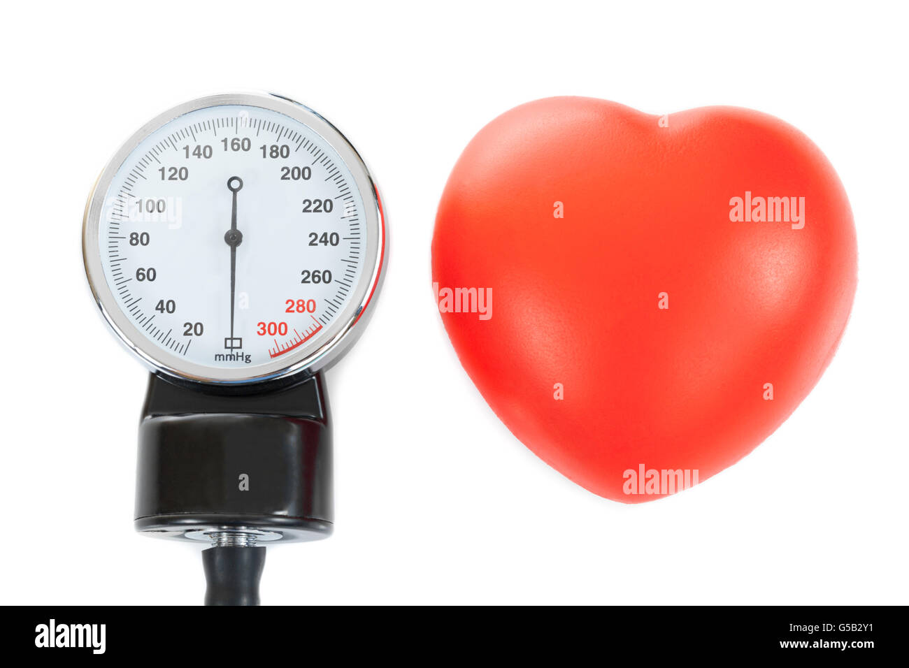 A manometer and a toy heart as symbols of health care system Stock ...