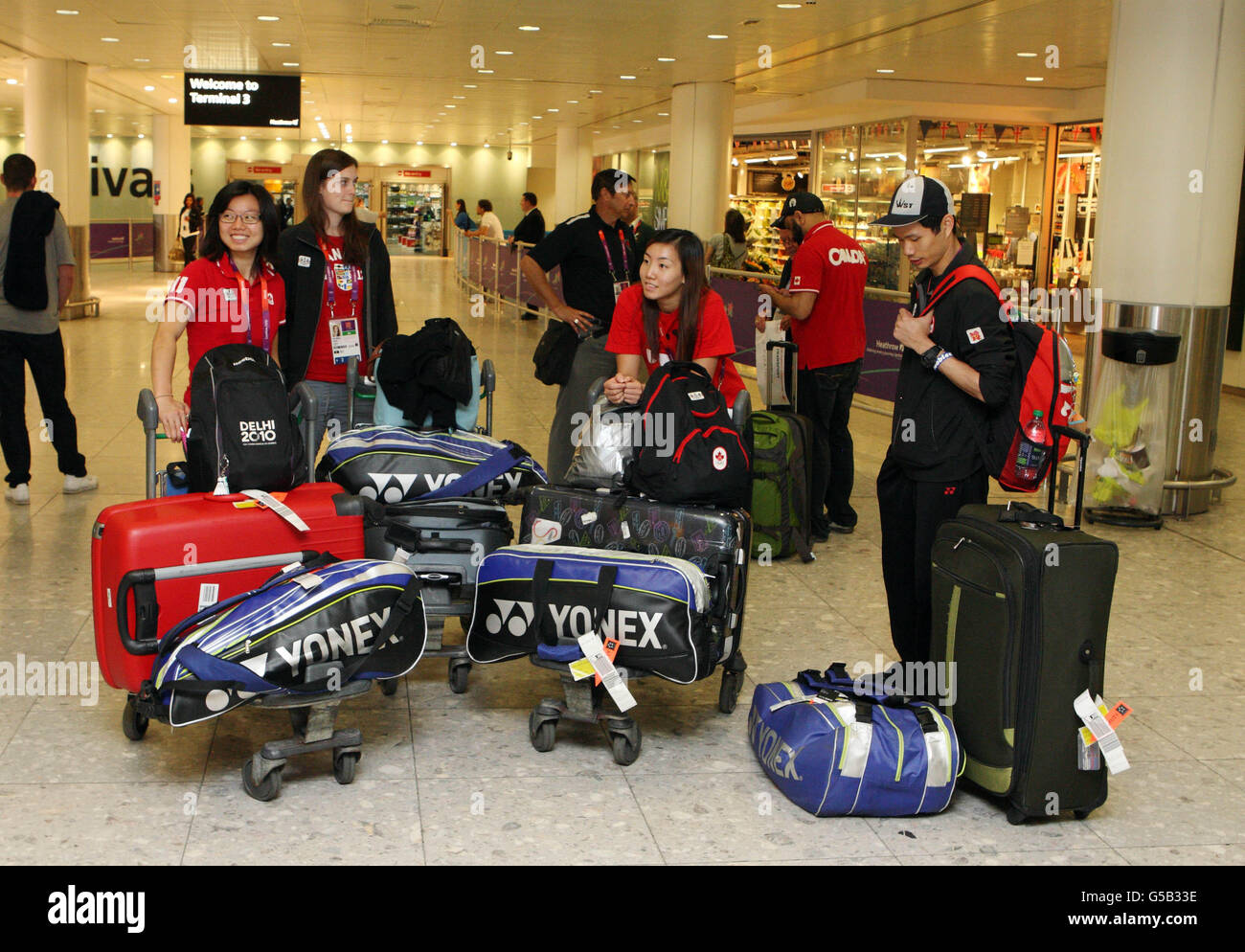 Badminton Players from the Canadian Olympic team arrive at Heathrow ...