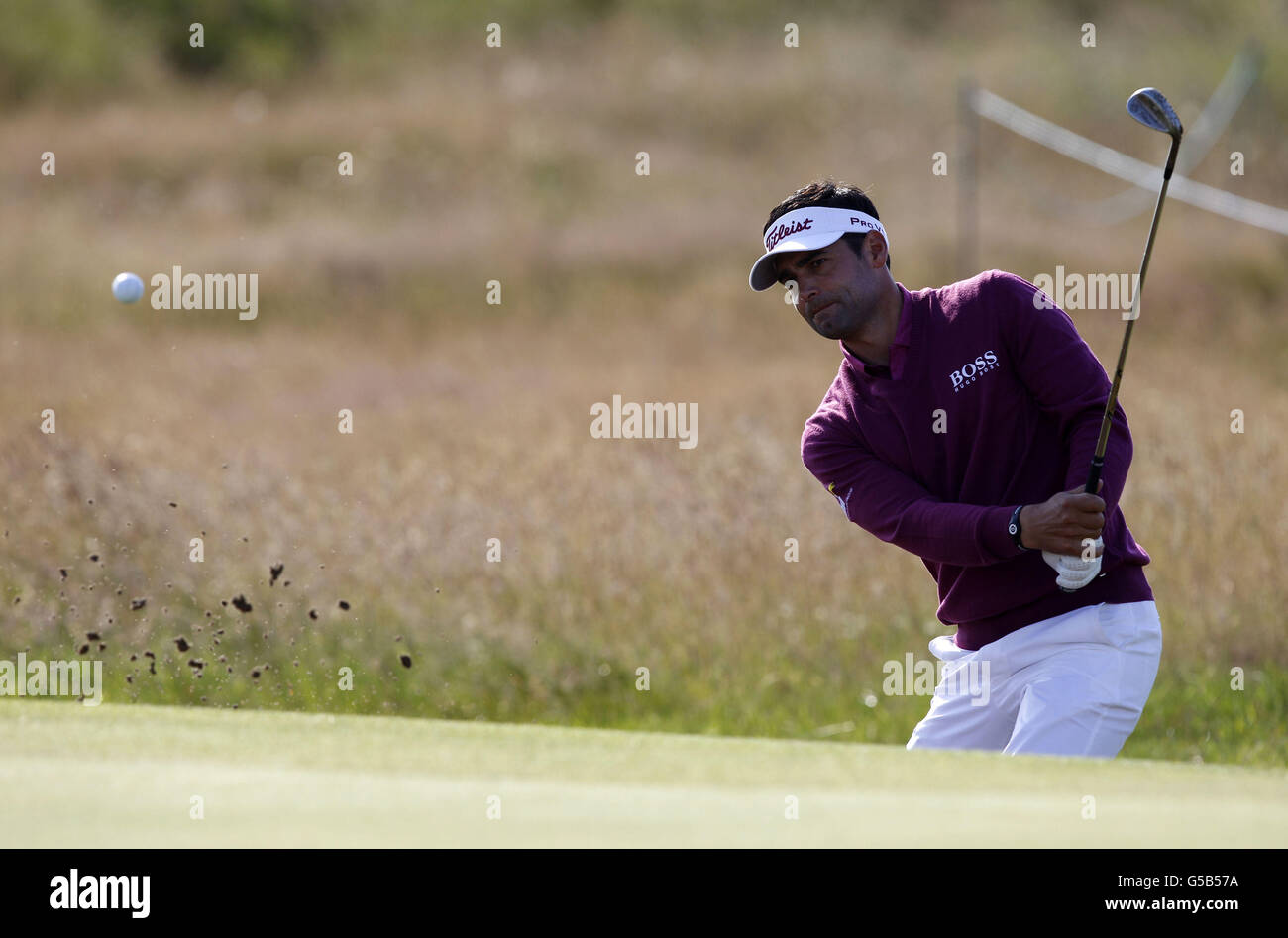 England's Lee Slattery chips onto the 4th green during day four of the ...