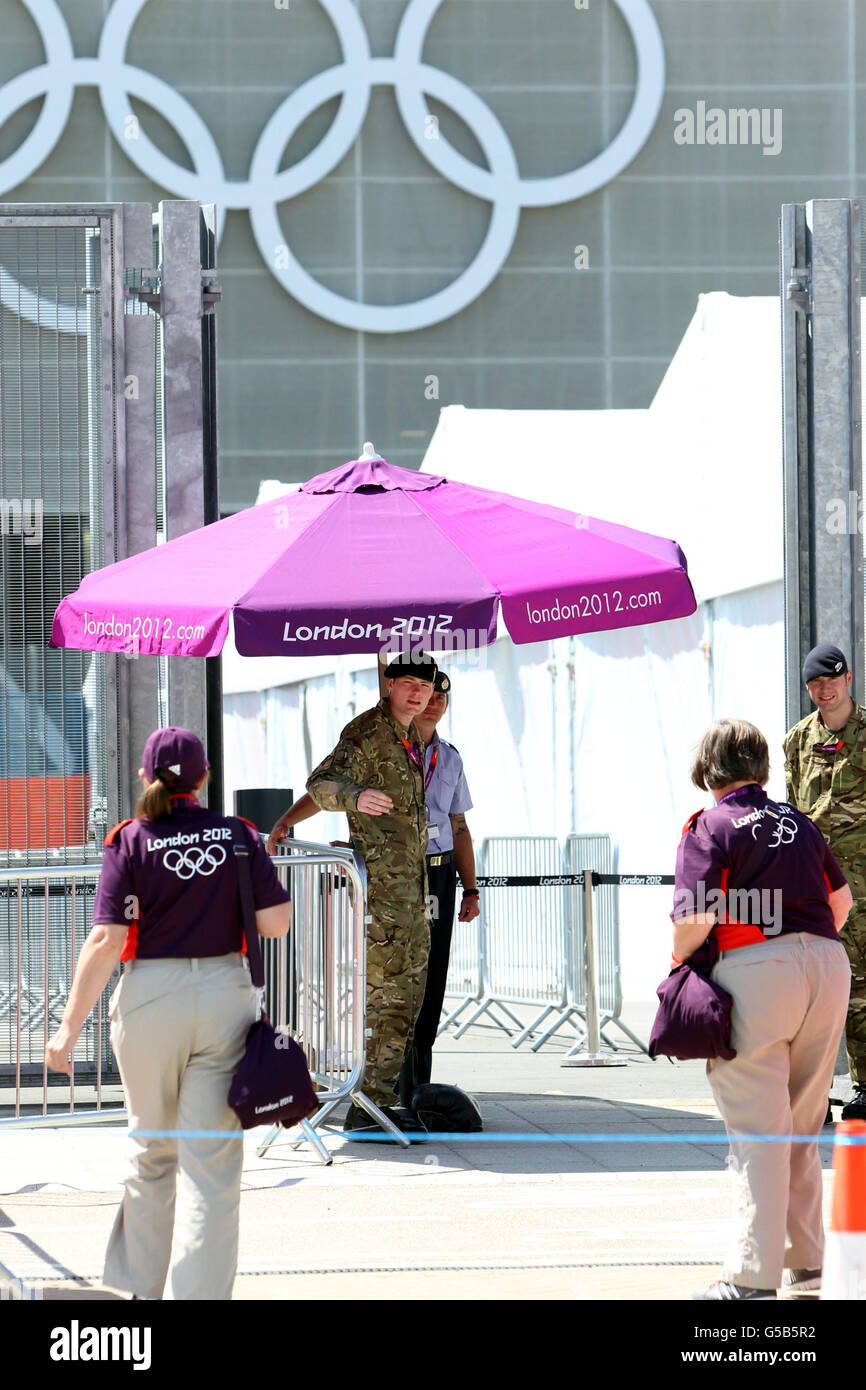 Olympics - Final Preparations. The Olympic site security entrance in ...