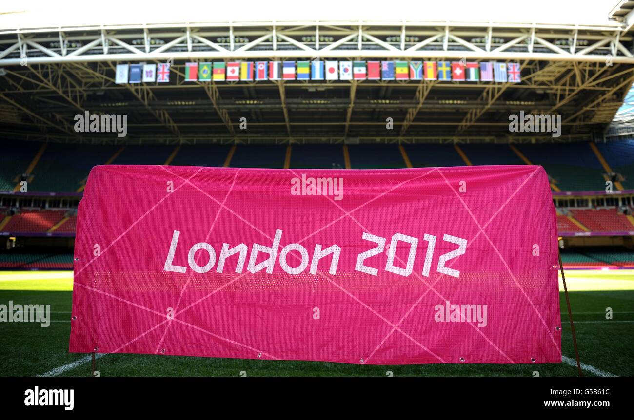 Olympic signage inside the millennium stadium before the womens ...