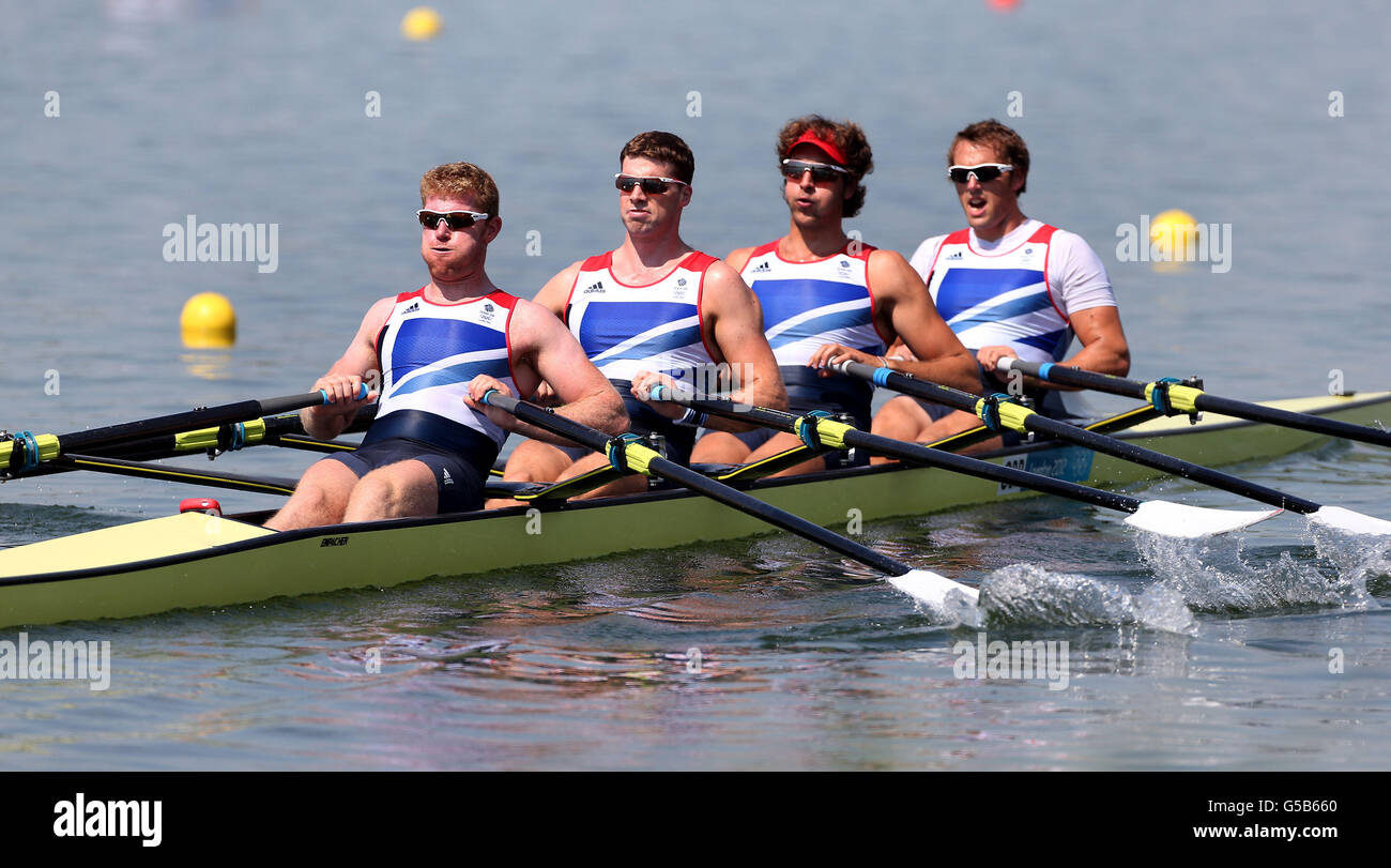 Great Britain's men's quadruple scull of (left to right) Matt Wells ...