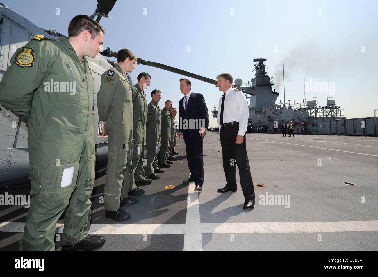 Cameron Meets Crew Members Hms Ocean High Resolution Stock Photography ...