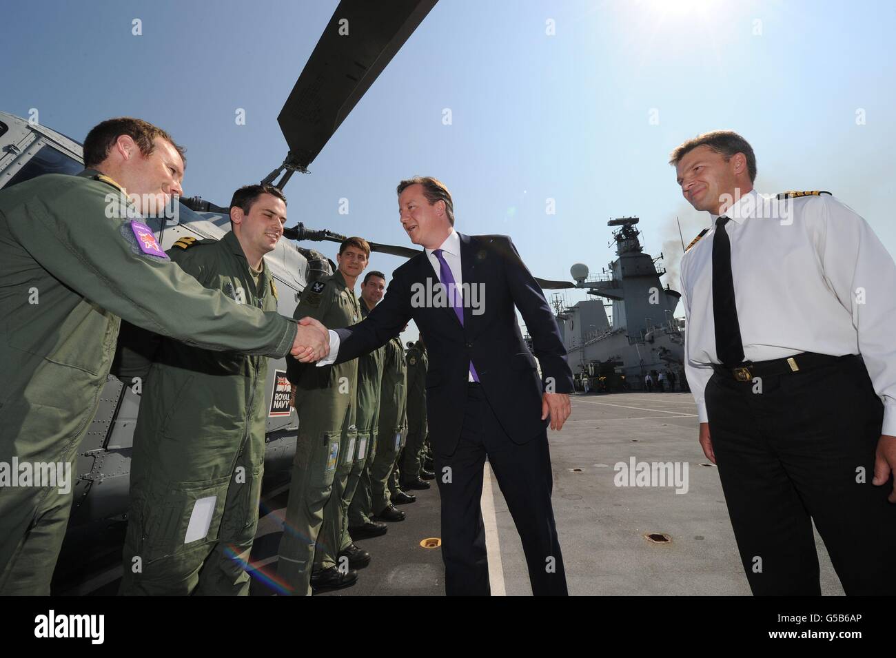 Cameron meets crew members of HMS Ocean Stock Photo - Alamy