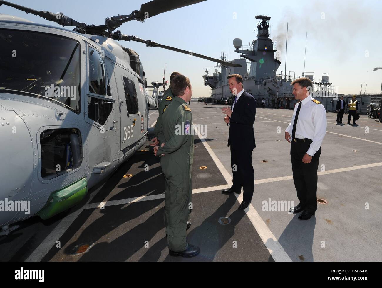 Cameron Meets Crew Members Hms Ocean High Resolution Stock Photography ...