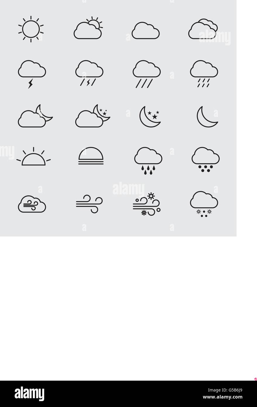 Collection of outline weather icons isolated vector illustration Stock ...