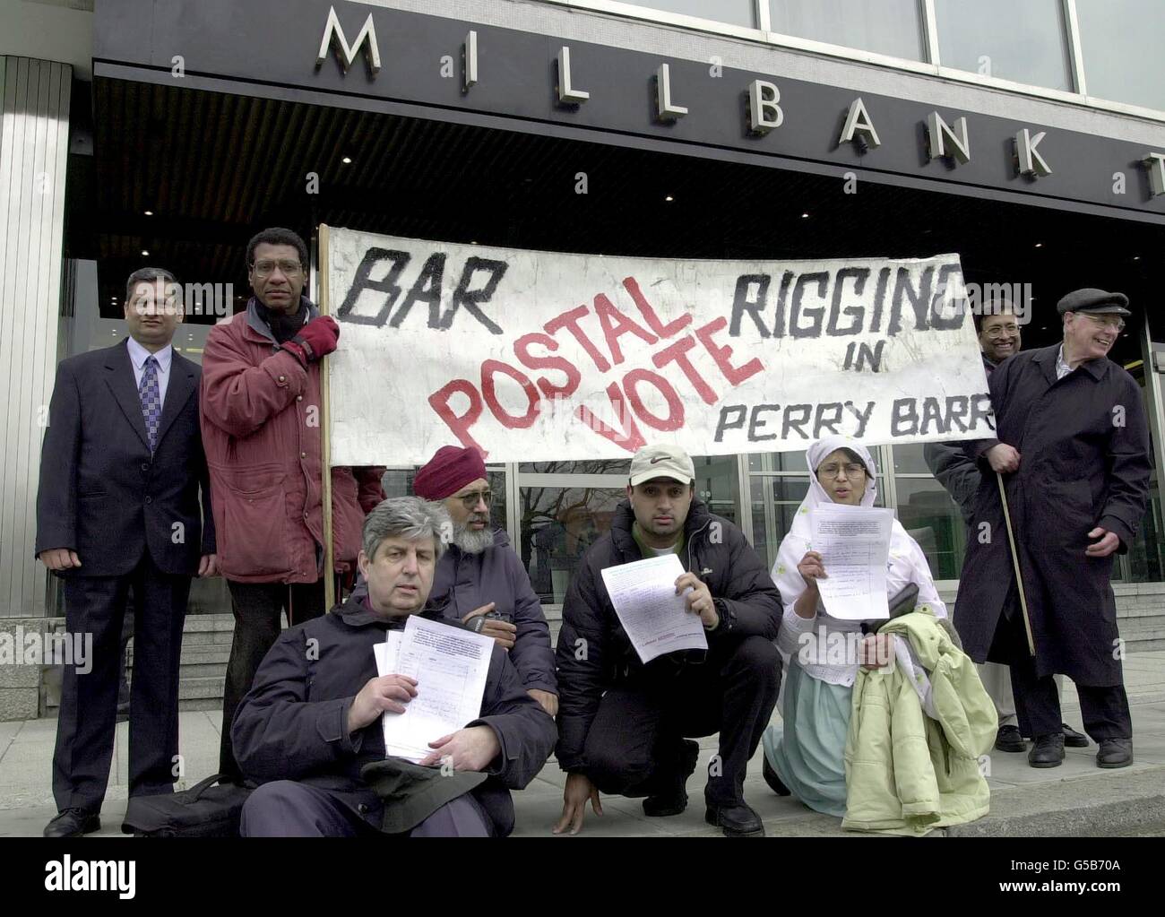 Councillor John Tyrrell (front) with supporters outside Labour Party ...