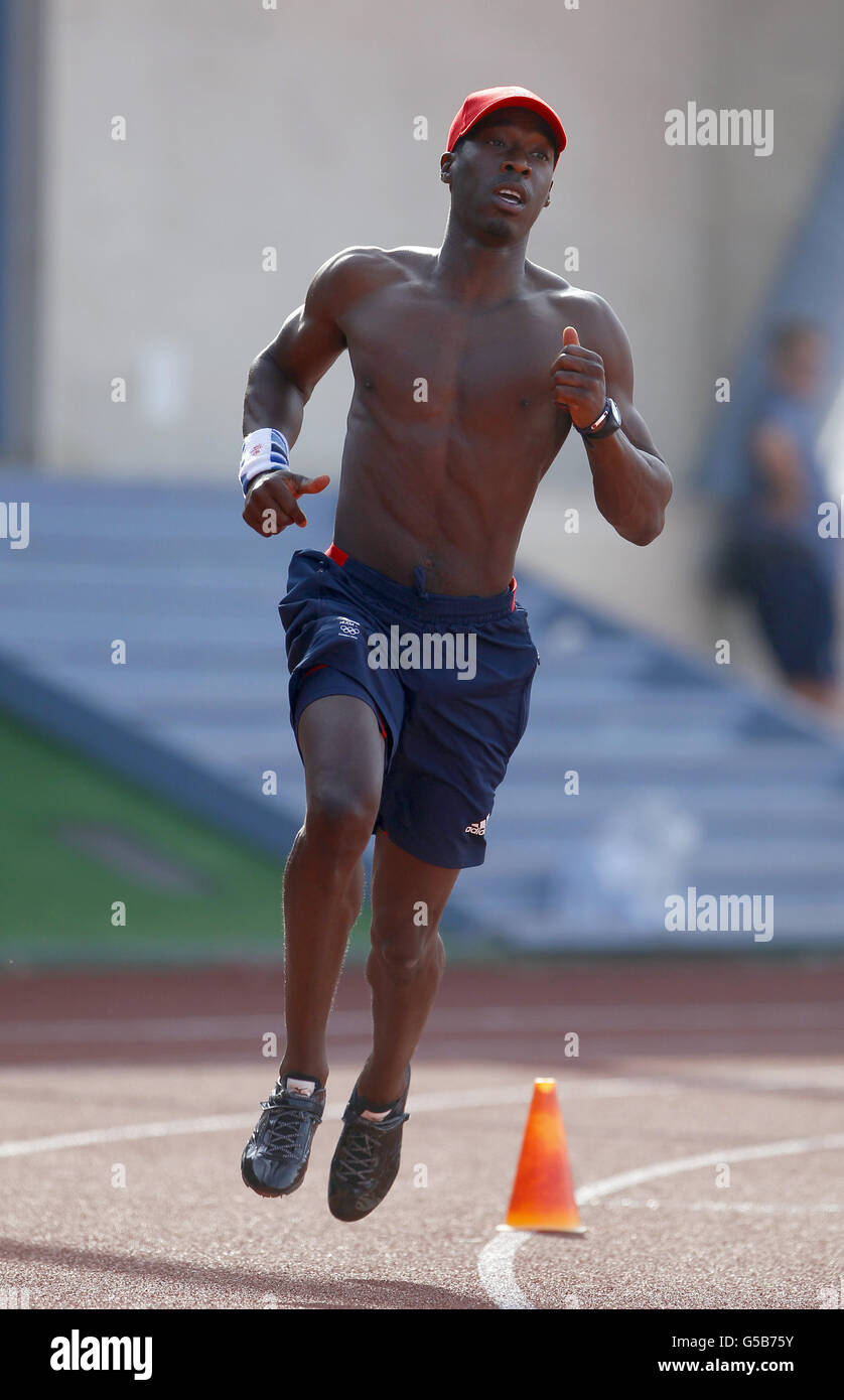 Great Britain's Christian Malcolm takes part in an athletics training ...