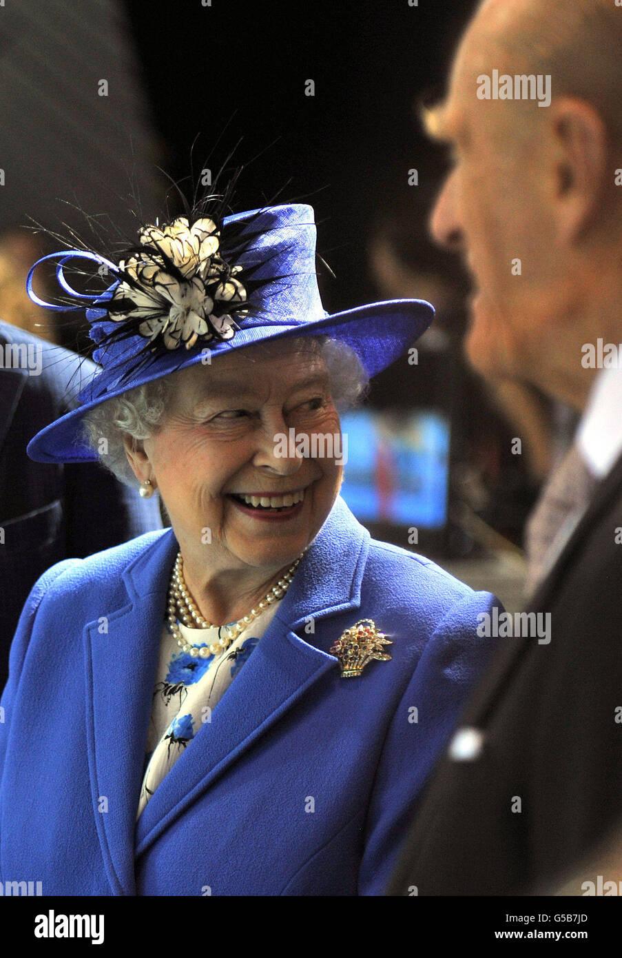 Queen Elizabeth II with the Duke of Edinburgh at the Aquatics Centre in ...