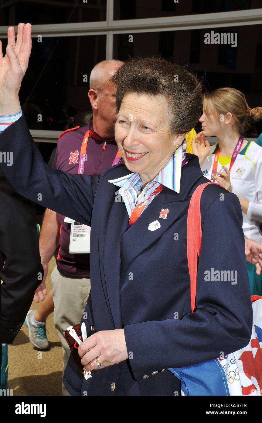 The Princess Royal waves goodbye to her parents Queen Elizabeth II and ...