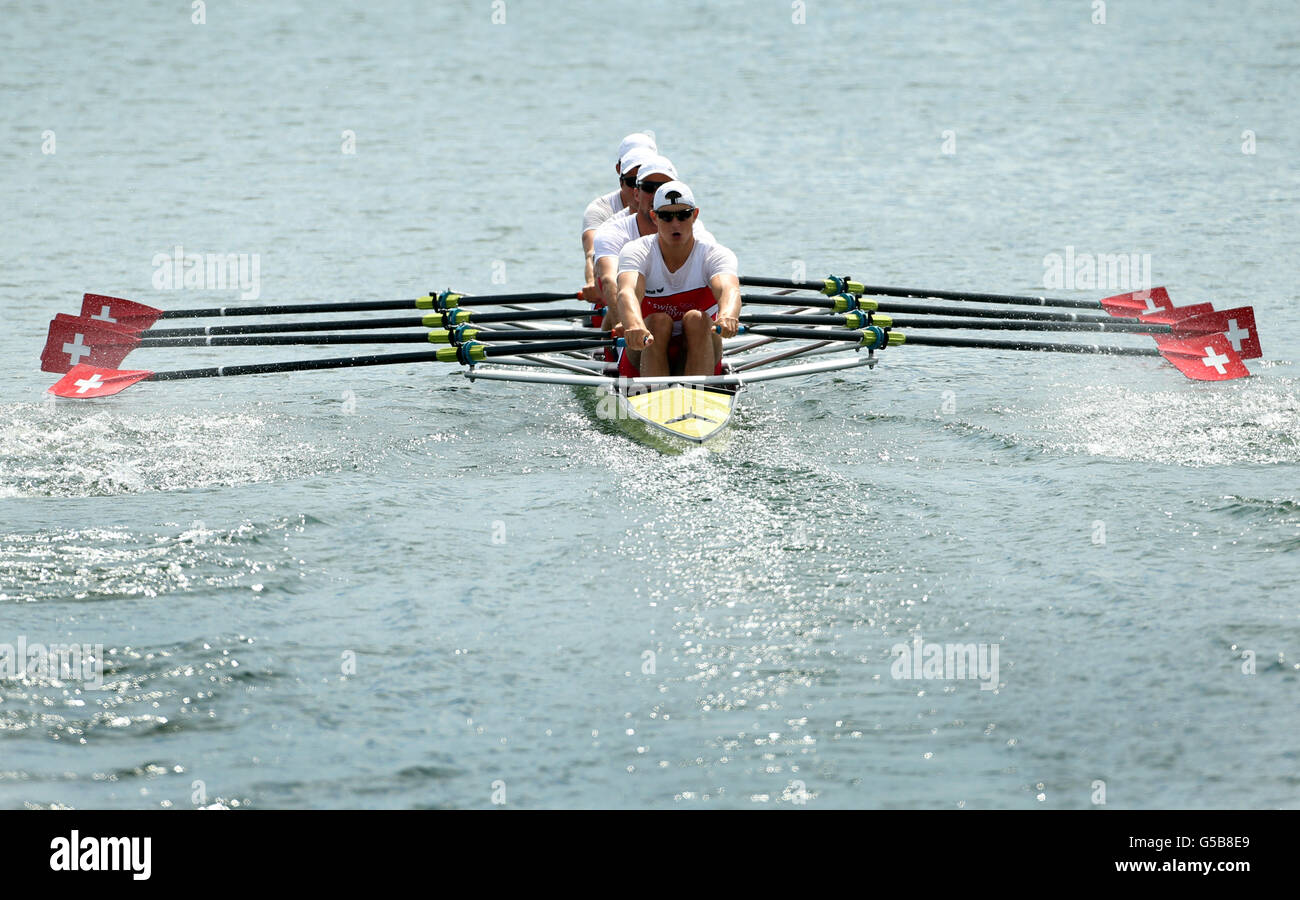Switzerland's men's quadruple scull crew of Augustin Maillefer, Andre ...