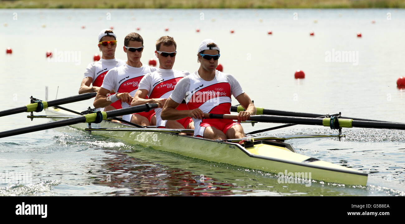 Switzerland's (right to left) Mario Gyr, Simon Niepmann, Lucas Tramer ...
