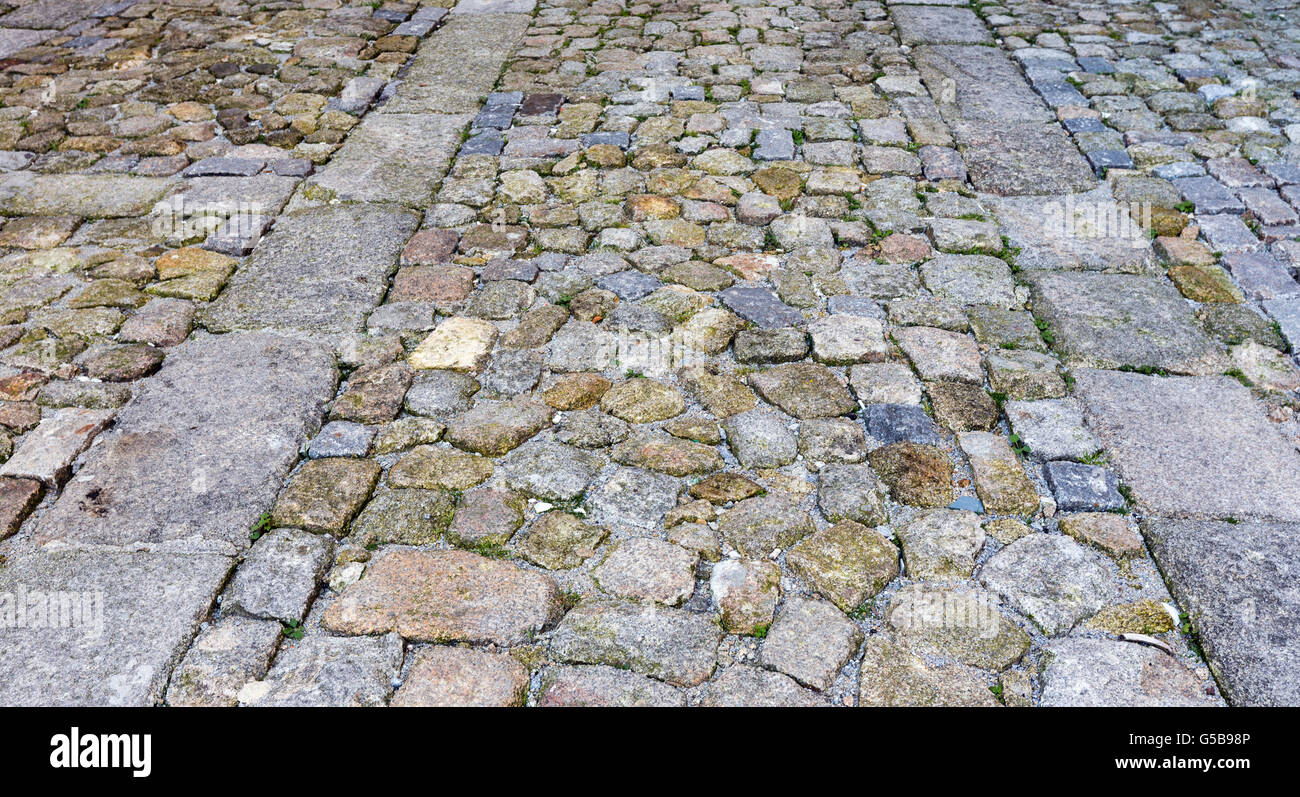 Cobbled road in town as background Stock Photo - Alamy