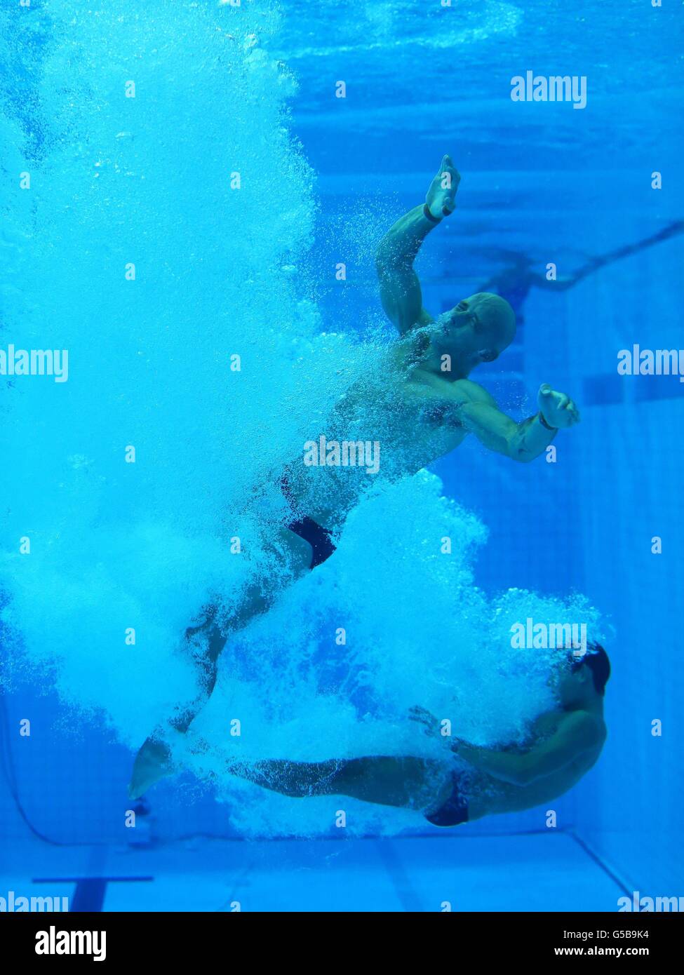 Great Britain's Tom Daley (right) and Peter Waterfield practice before ...