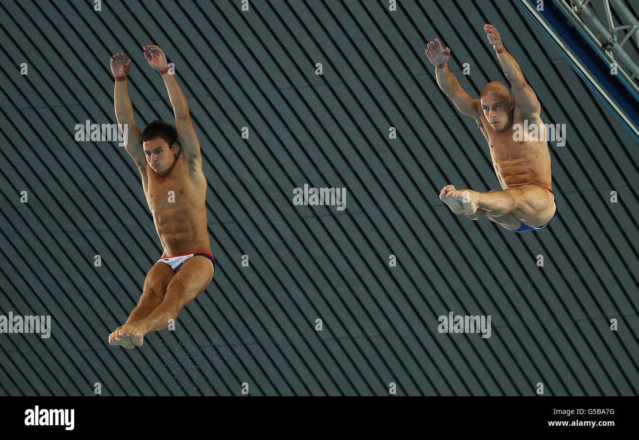 Great Britain's Tom Daley (left) and Peter Waterfield compete in the ...