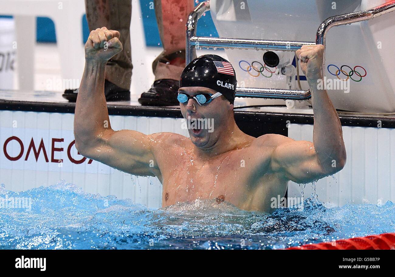 USA's Tyler Clary celebrates after winning the Men's 200m Backstroke ...