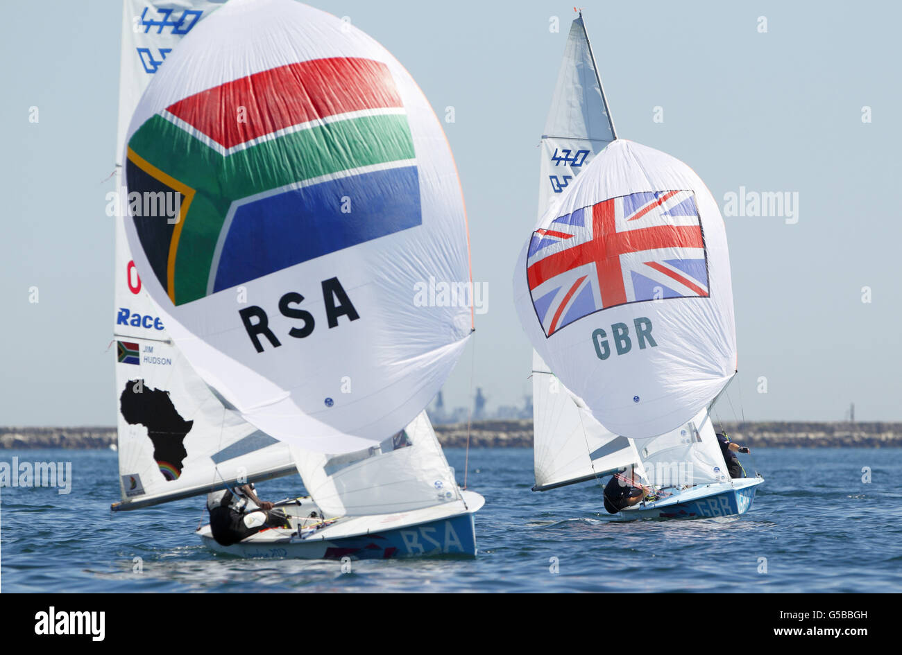 Great Britain's 470 Men sailors Luke Patience and Stuart Bithell (right ...