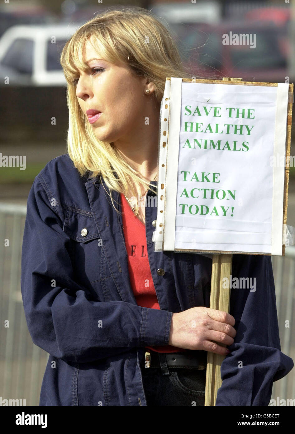 Amanda Jane Eyres, 34, from the village of Rigg protests against the ...
