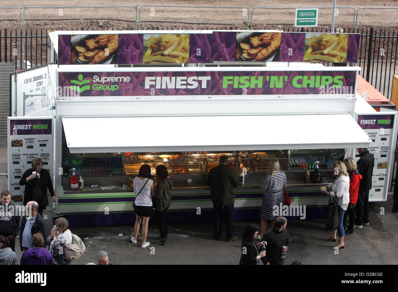 Madonna in concert - Edinburgh. Madonna fans at the catering vans at ...