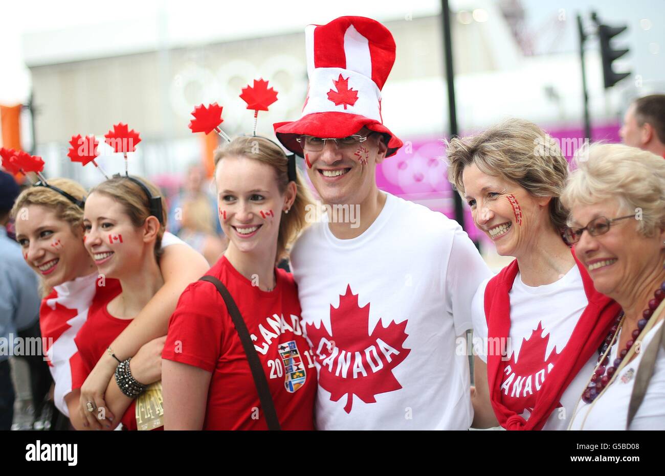 Canadian fans on their way into the Olympic Park during the London ...
