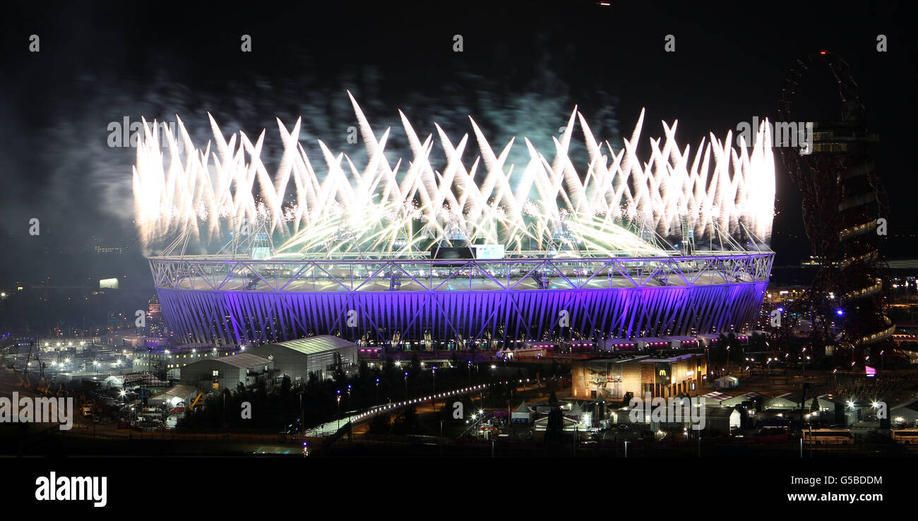 Fireworks at the Opening Ceremony at the Olympic Stadium, London Stock ...