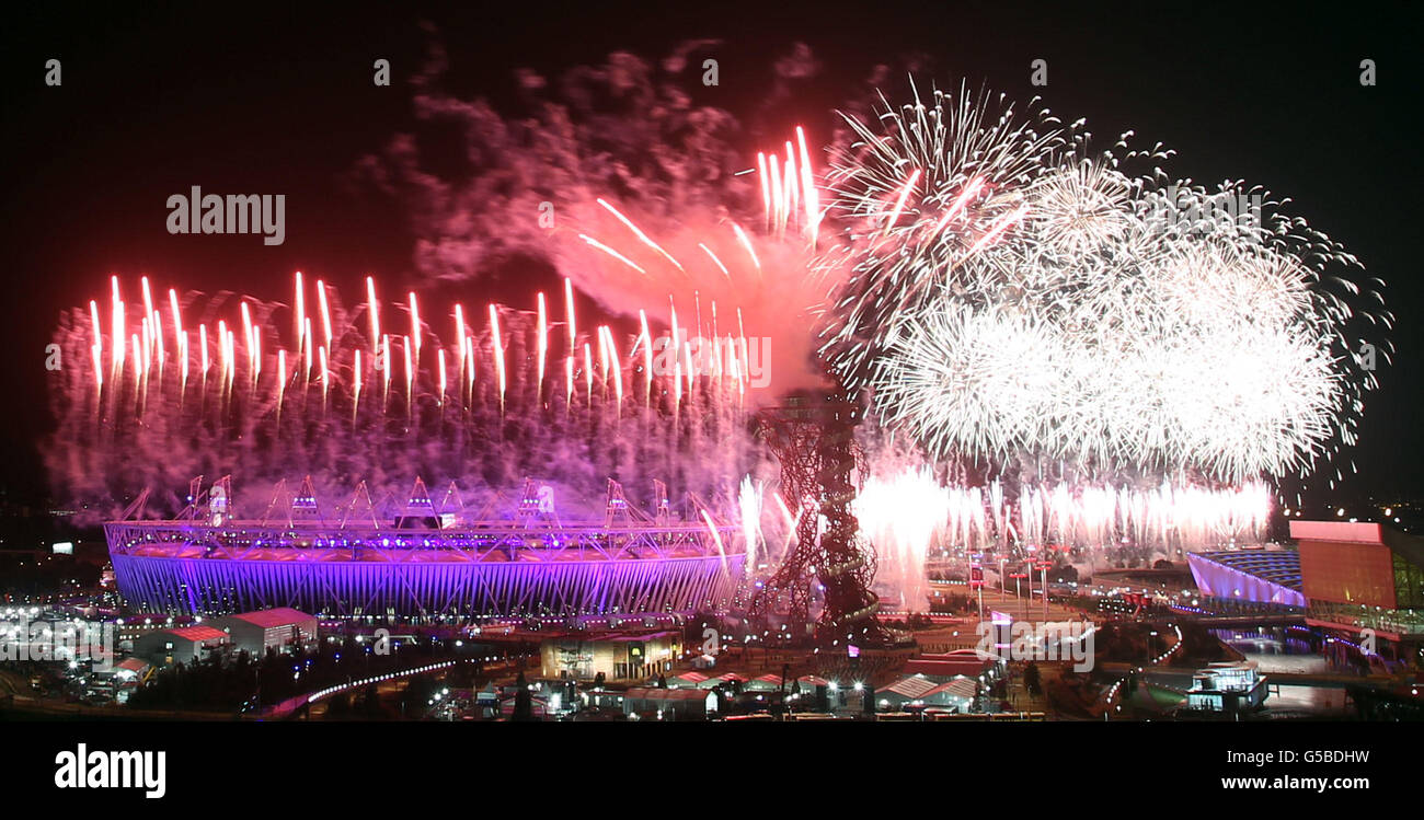 Fireworks at the Opening Ceremony at the Olympic Stadium, London Stock ...