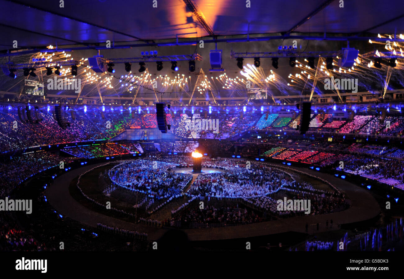 The Olympic flame is lit during the London Olympic Games 2012 Opening ...