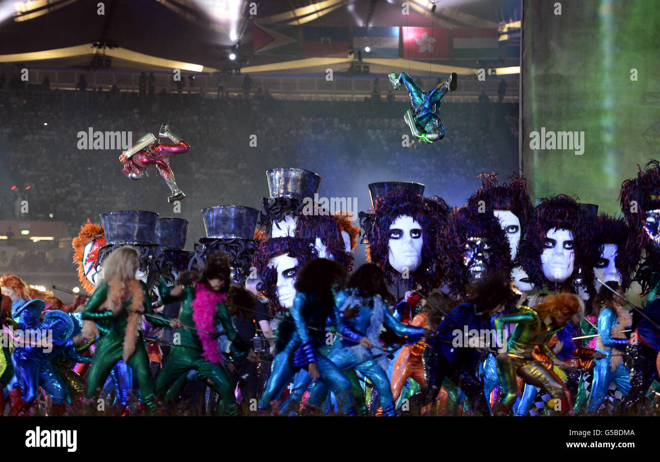 Performers during the London Olympic Games 2012 Opening Ceremony at the ...