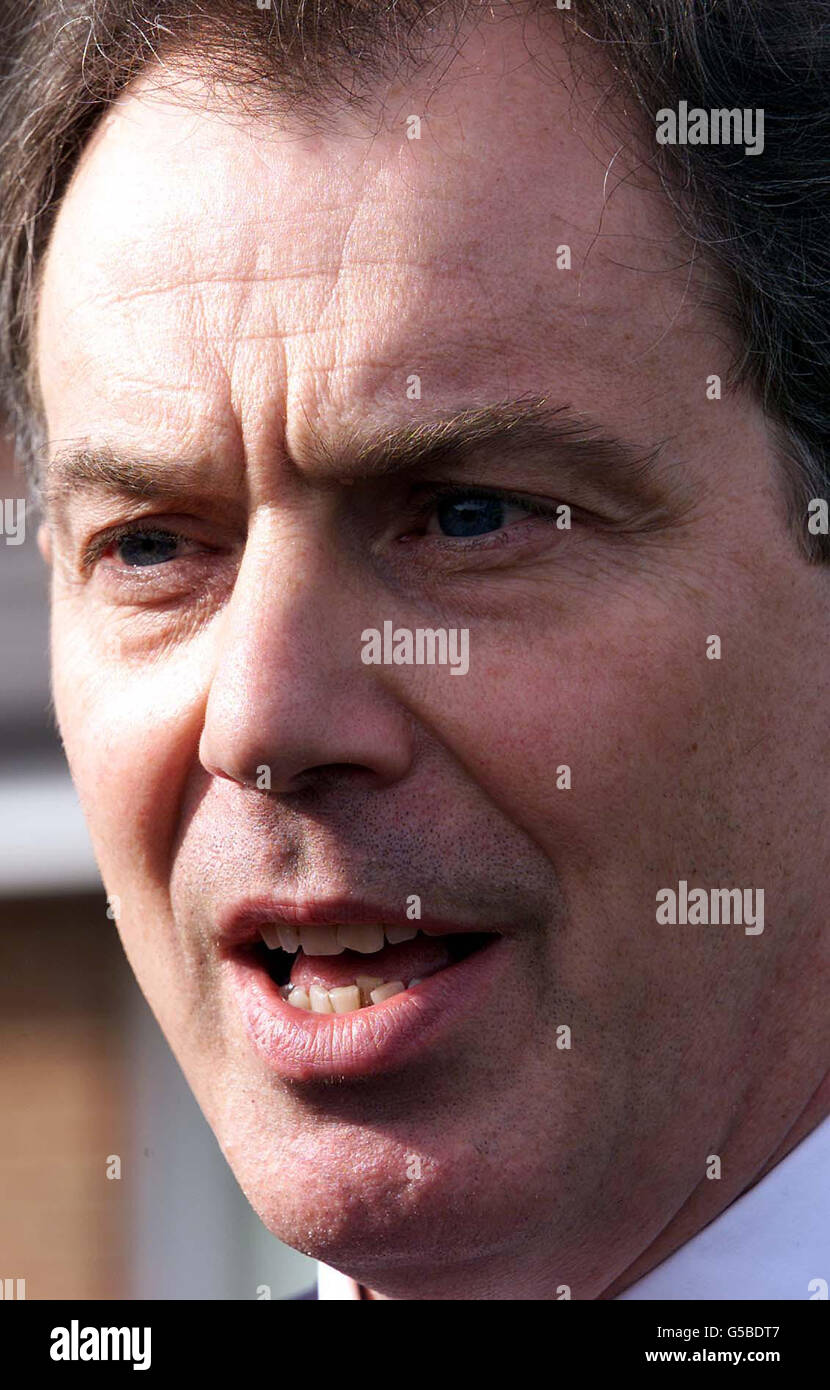 Prime Minister Tony Blair arrives at a foot and mouth meeting at 13 Air ...