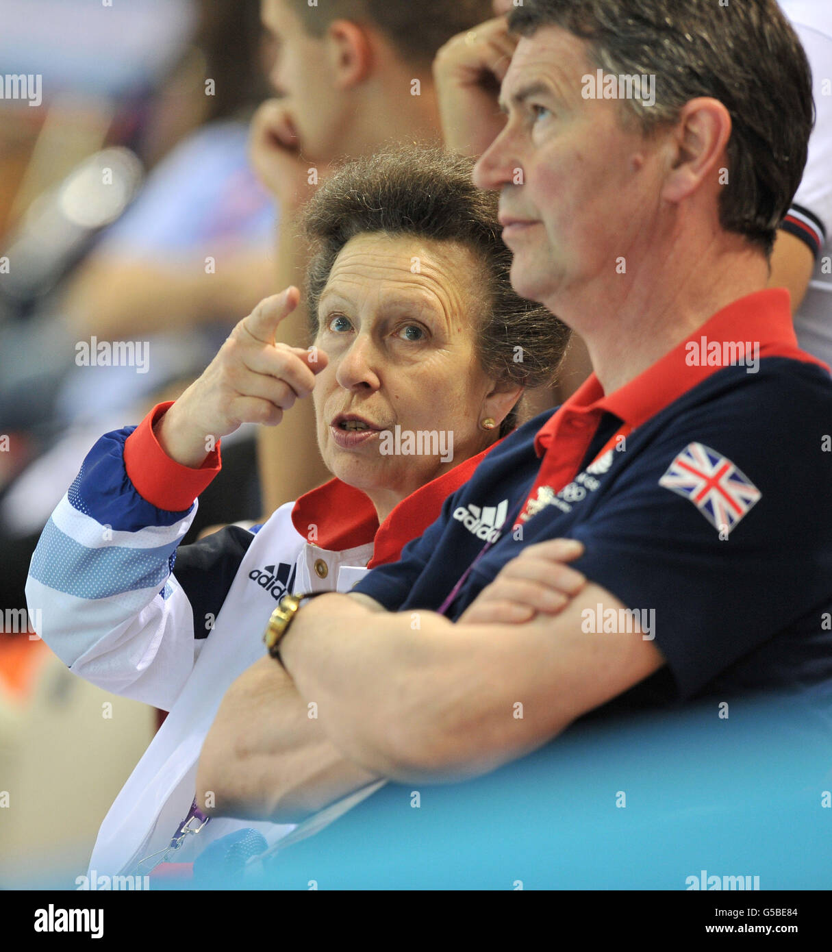 Princess Anne and Vice admiral Tim Lawrence watch the evening session ...