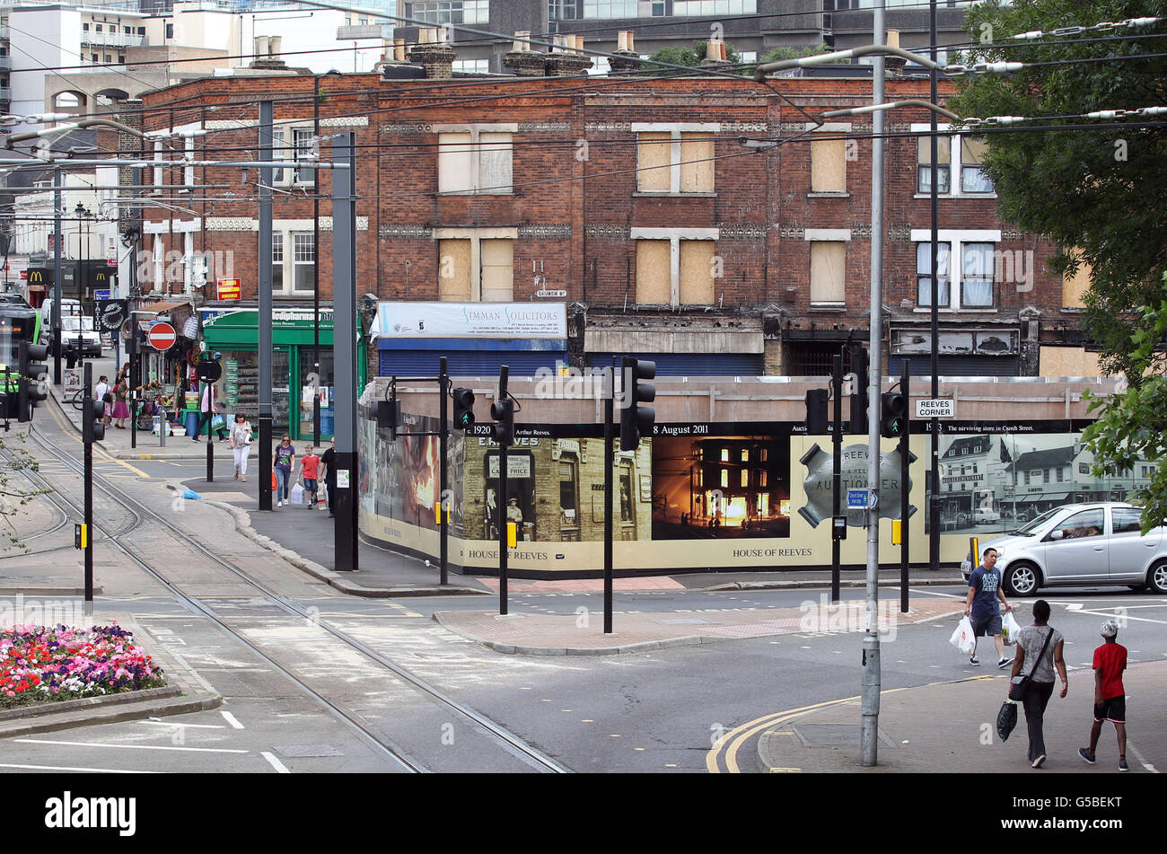 Reeves Corner in Croydon, London, one year after the summer riots Stock ...