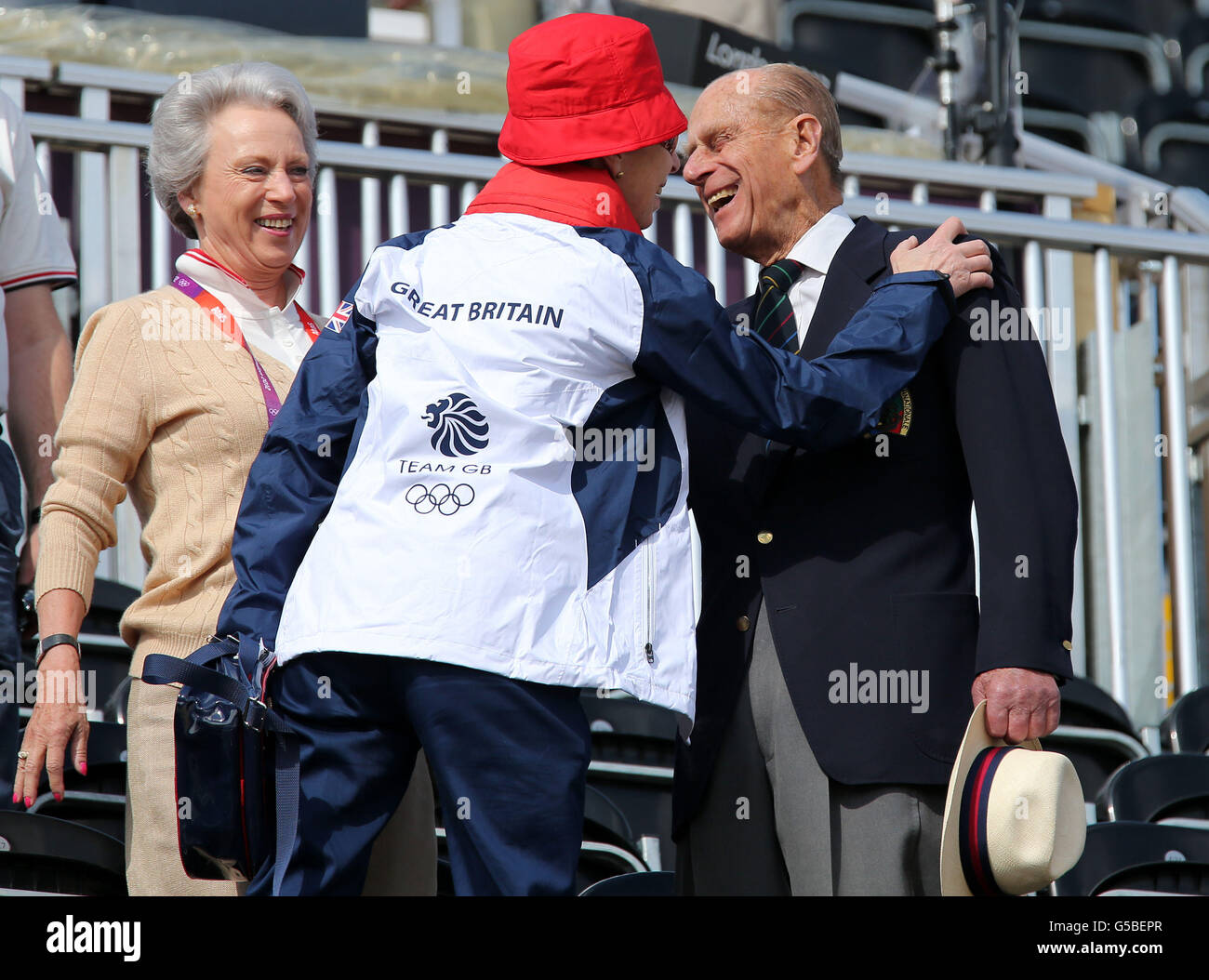 The Duke of Edinburgh greets Princess Anne as he arrives to watch the ...